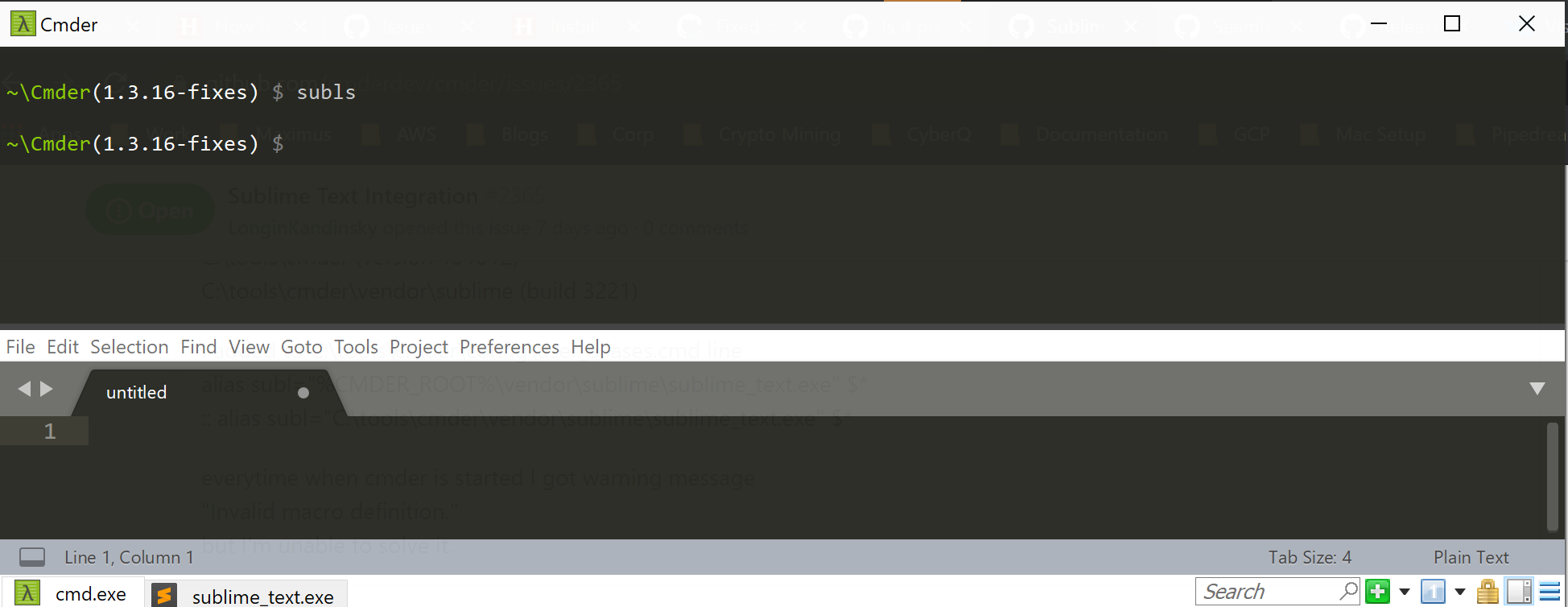 Sublime Text Integration · Issue #2365 · cmderdev/cmder · GitHub