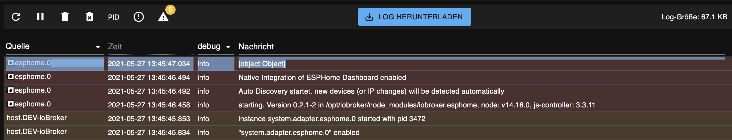 Admin 5 : Unexplainable log-message [object Object] · Issue #957 · ioBroker/ioBroker.admin · GitHub