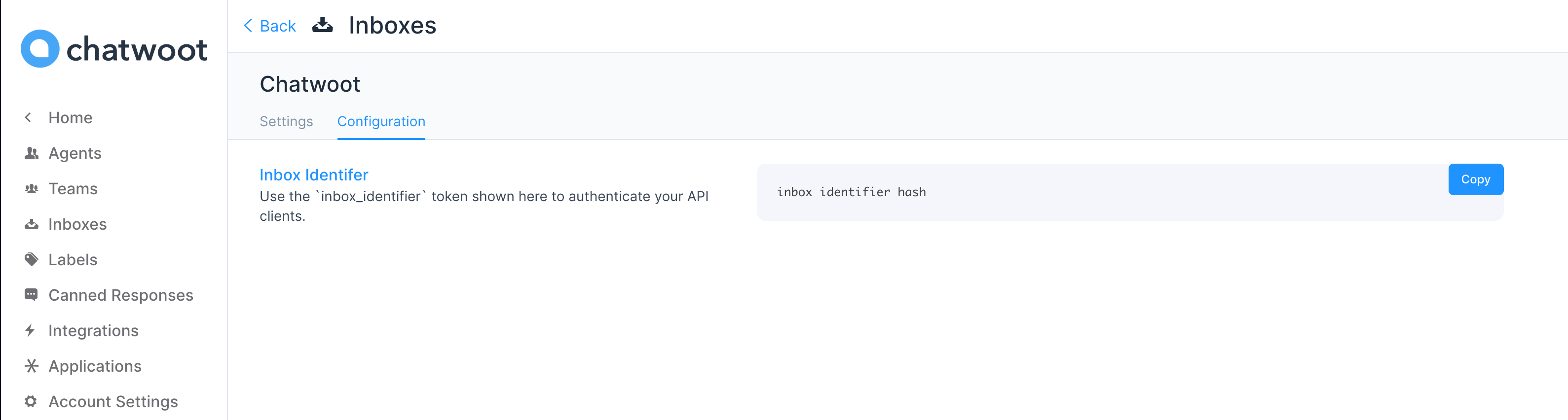 enhancement: Expose the inbox identifier for API channels in UI · Issue #2605 · chatwoot ...