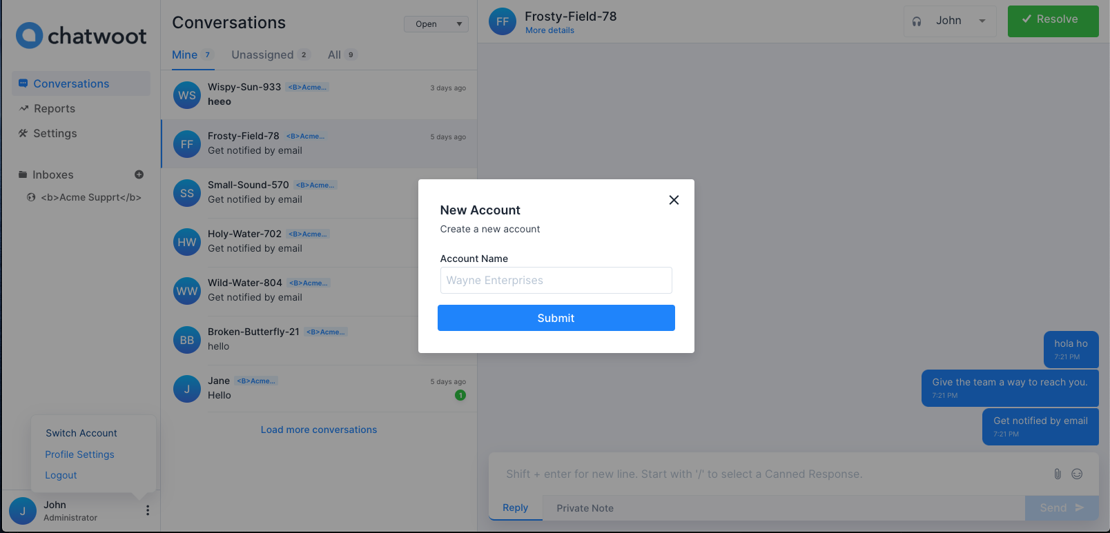 Feature: Ability for the logged in user to create a new account · Issue ...