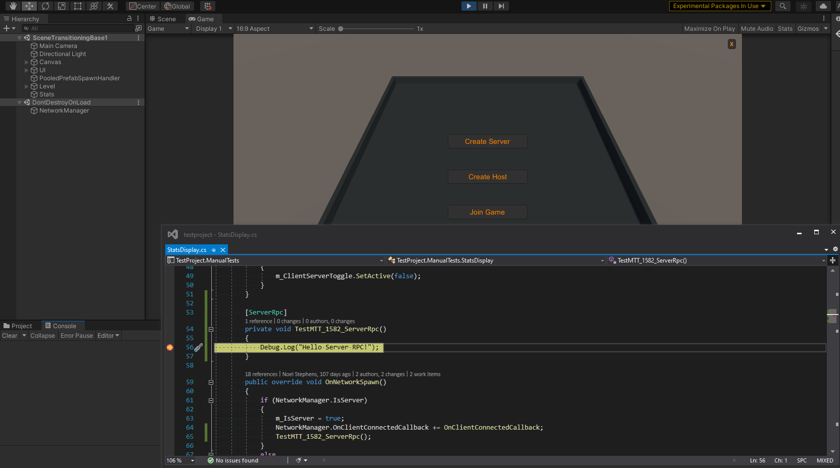 Server/host calling ServerRpc · Issue #563 · Unity-Technologies/com.unity.netcode.gameobjects ...