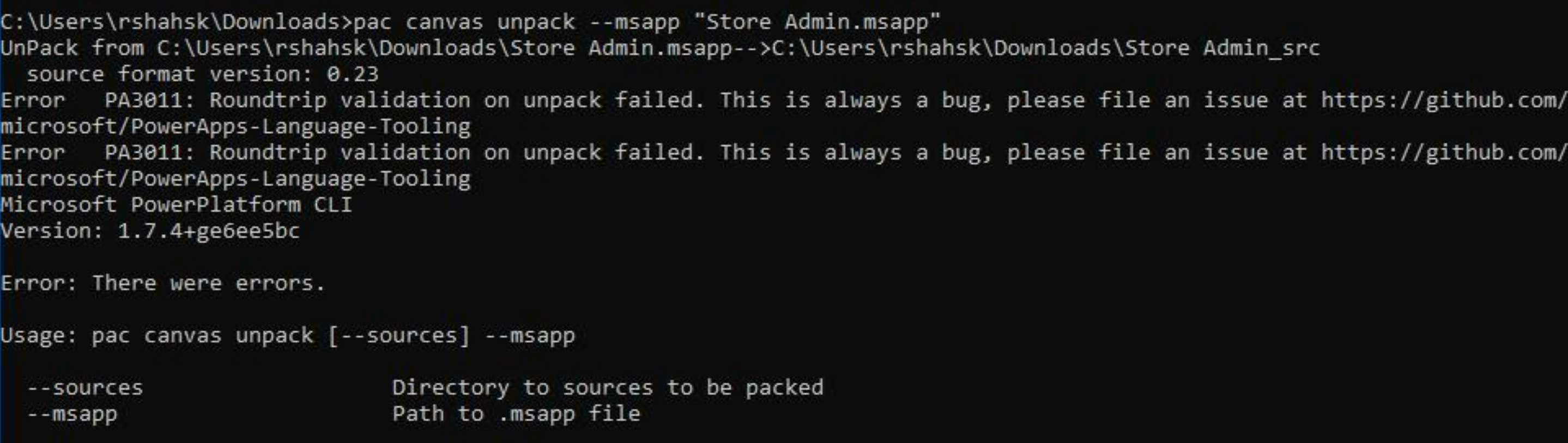 Getting Error Round Trip Validation On Unpack Failed · Issue 273