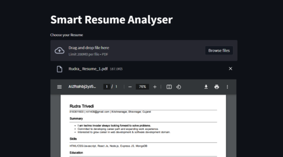 GitHub - divyaraj2104/Resume-Analyser: The project uses machine learning algorithms and deep ...