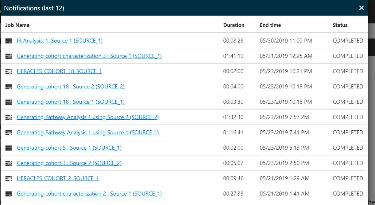 Clicking on links in Notification screen should bring user to results that were generated ...