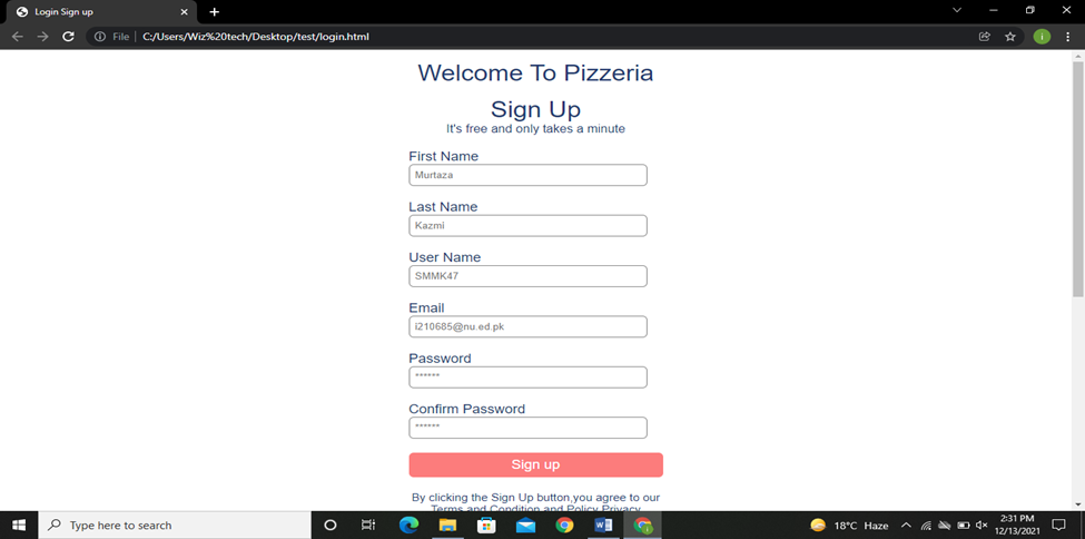 GitHub - smmk47/MyFoodWebApplication: A food website based on 5 pages ...