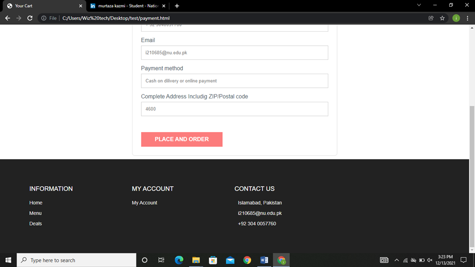 GitHub - smmk47/MyFoodWebApplication: A food website based on 5 pages ...