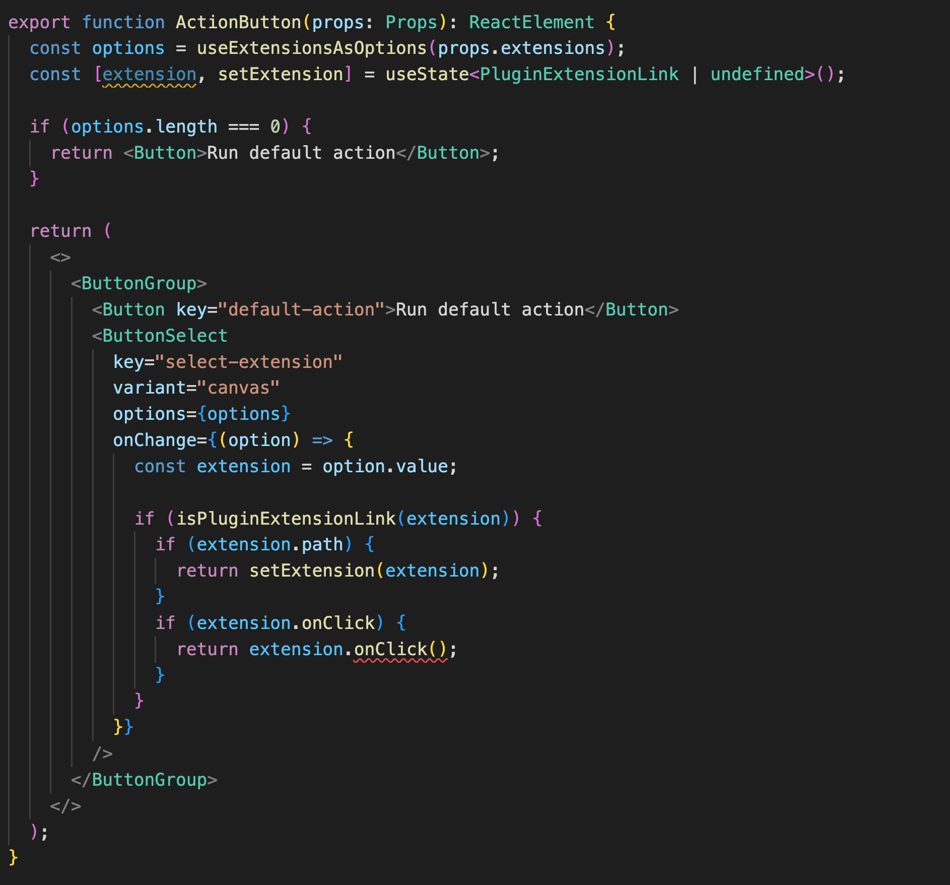Bug Plugin Extensions Requires Onclick Event In Typings · Issue 66090 