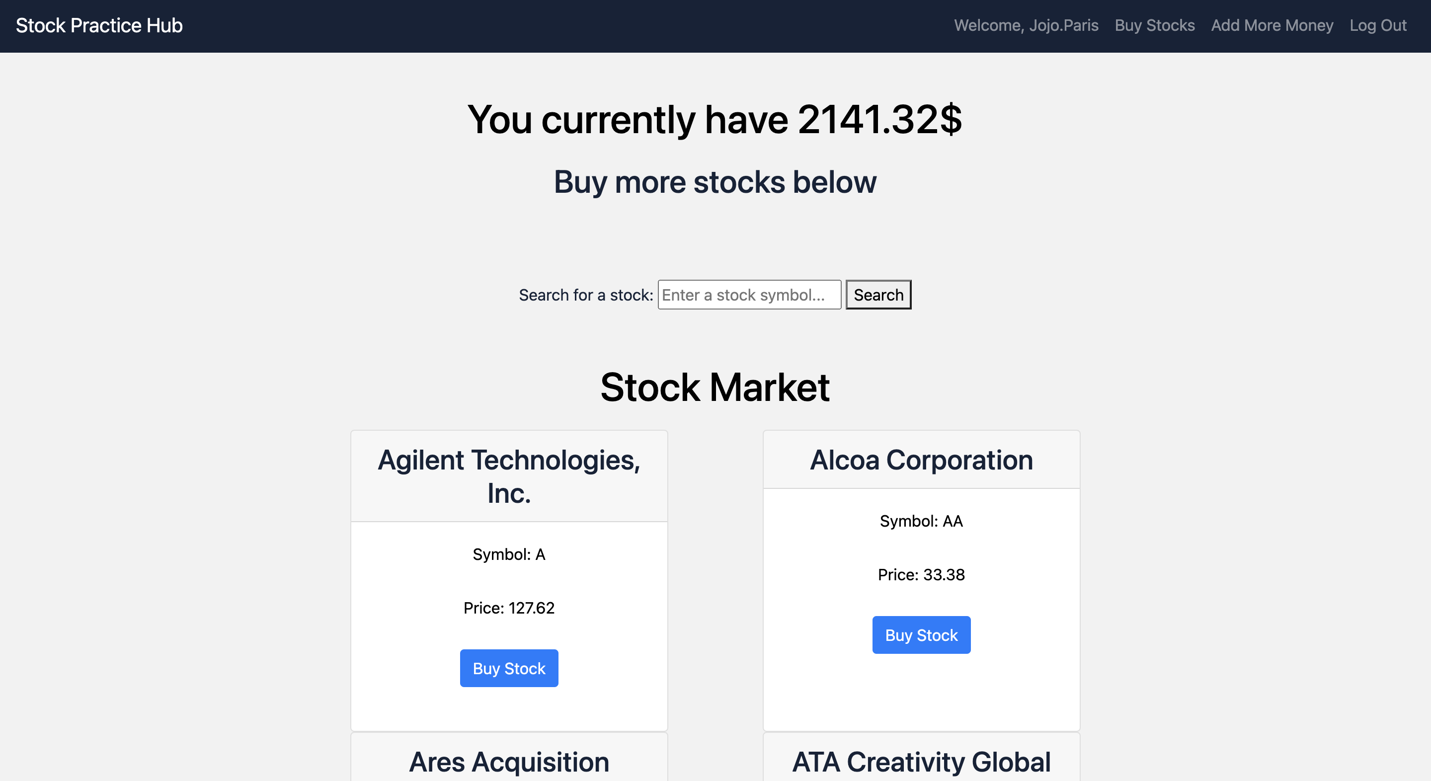 GitHub - Jojo-Paris/Stock-Practice-Hub: A way to simulate stock trading ...