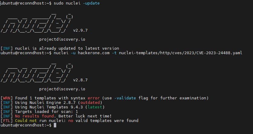 templates with syntax error (use -validate flag for further examination ...