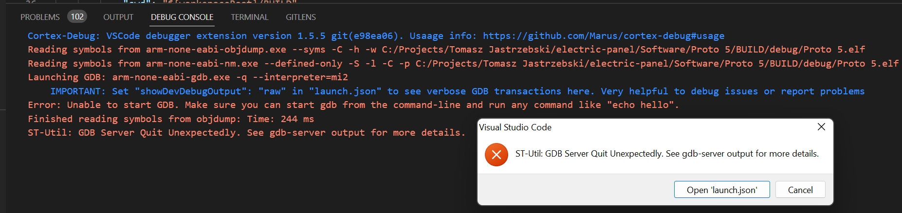 How To Debug Gdb Server Quit Unexpectedly Windows 11 Problem · Issue 711 · Maruscortex
