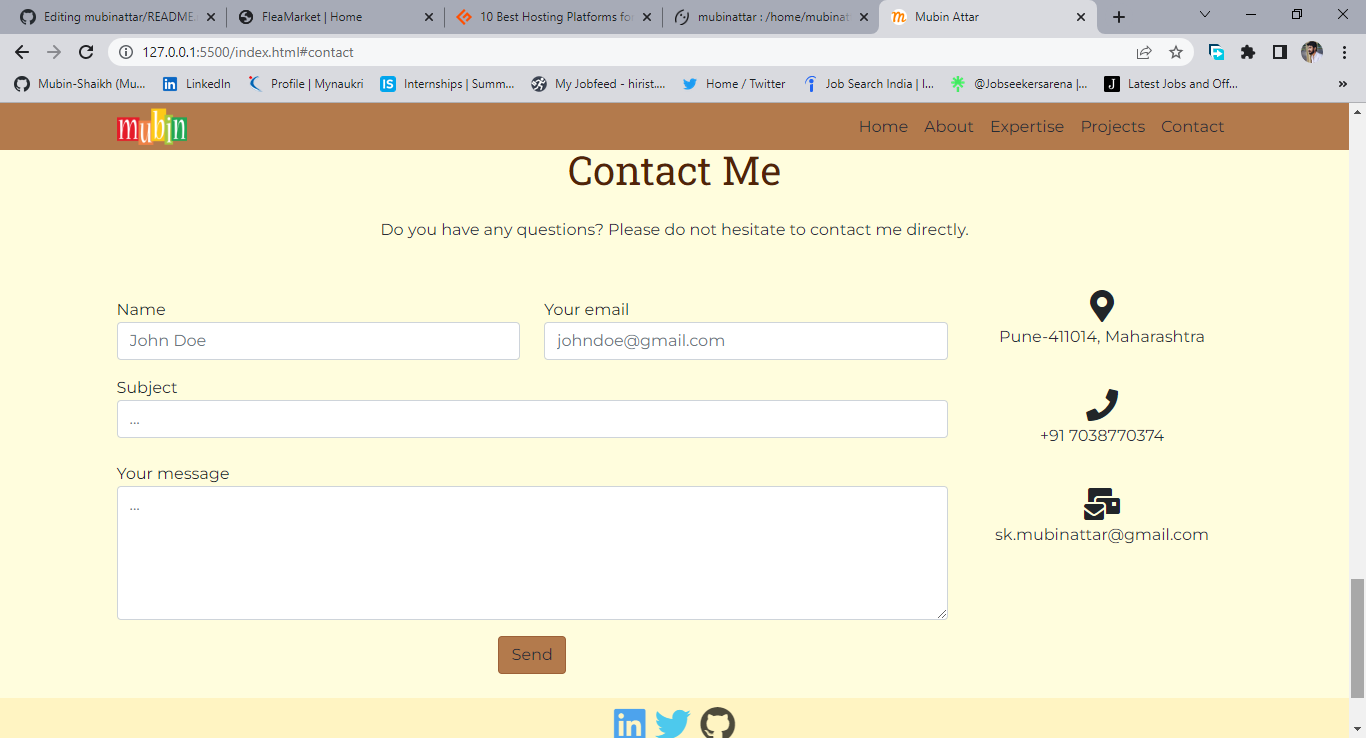 Github Mubin Shaikhmubinattar This Is My Personal Portfolio Using Html5 Css3 Bootstrap