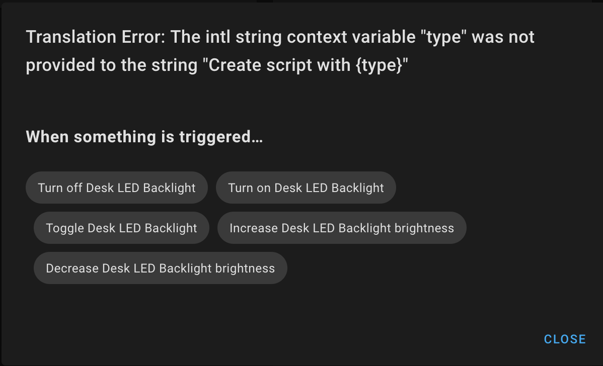 Automation and Script Error "Translation Error: The intl string context variable "type" was not ...