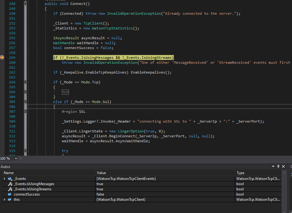 _Events.IsUsingMessages and _Events.IsUsingStreams · Issue #105 · dotnet/WatsonTcp · GitHub