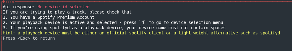 No device Id Selected · Issue #857 · Rigellute/spotify-tui · GitHub
