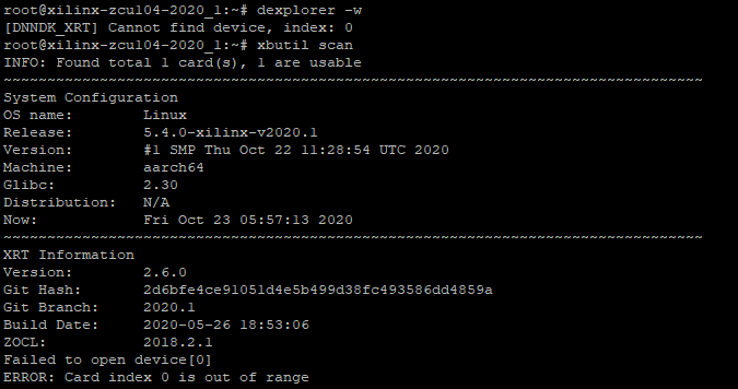 My zcu104 board seems not find dpu · Issue #186 · Xilinx/Vitis-AI · GitHub
