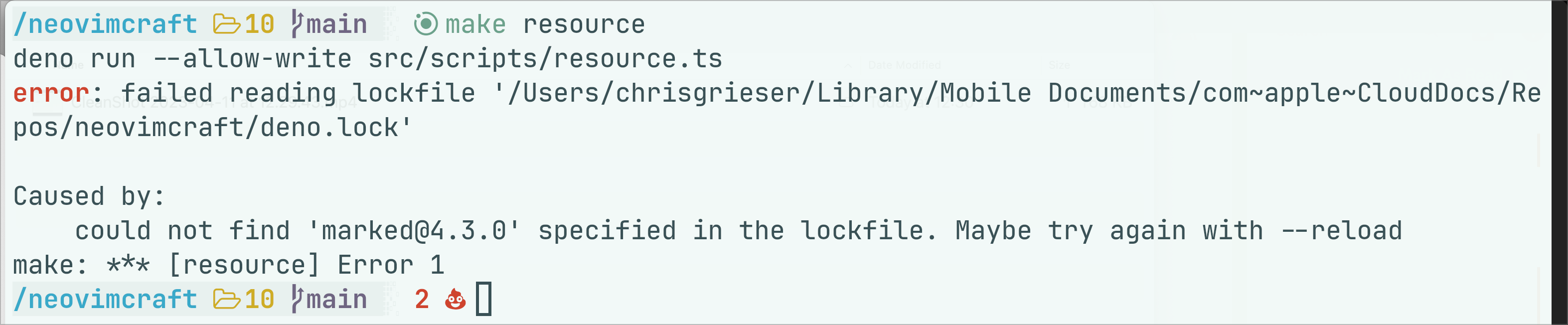 Bug `make Resource` Fails When Trying To Contribute · Issue 298 · Neurosnapneovimcraft · Github 