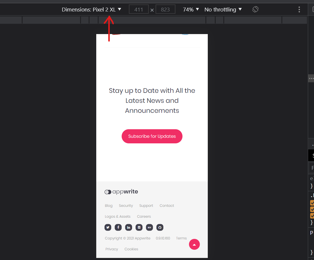 🐛 Bug Report: Footer is unresponsive from 531px to 456px · Issue #2131 · appwrite/appwrite · GitHub