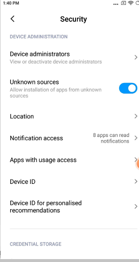 AppSettings.openSecuritySettings() opening security settings but need ...