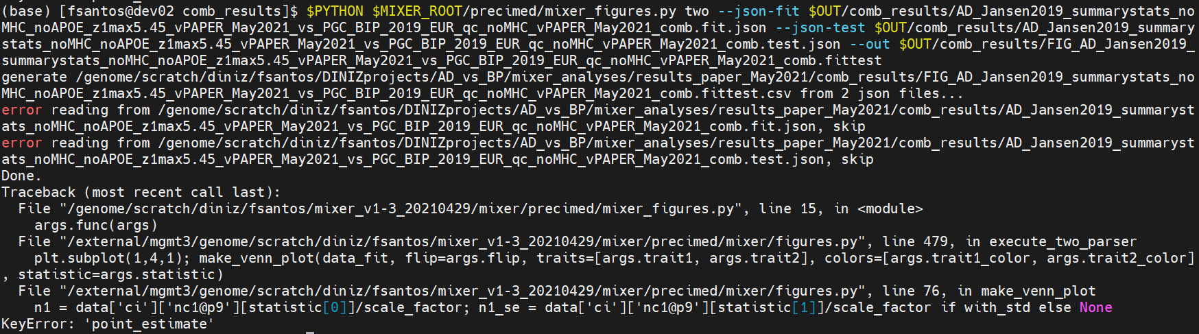 Error when running mixer_figures.py - Key error:'point_estimate' · Issue #47 · precimed/mixer ...
