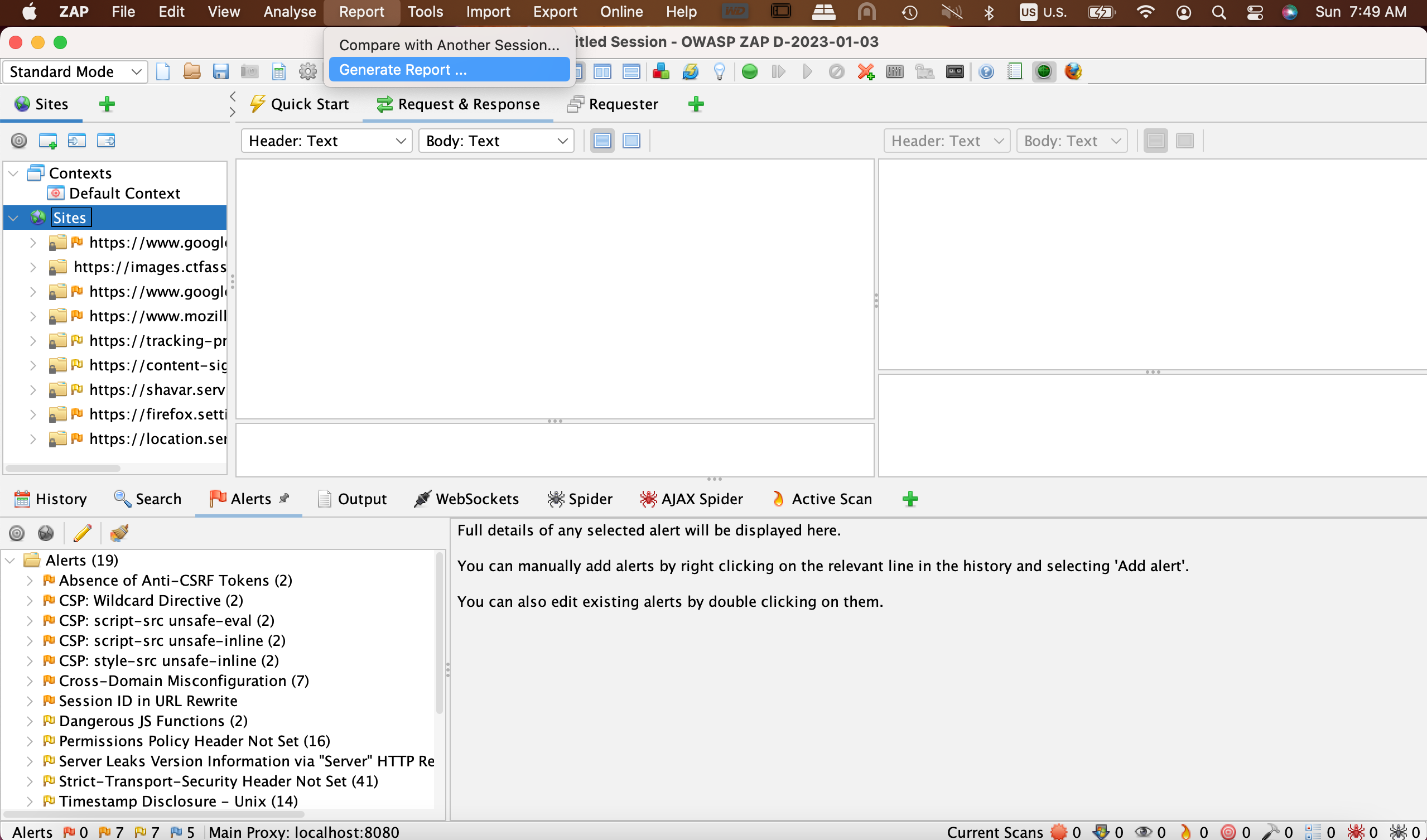 Unable to generate report · Issue #7678 · zaproxy/zaproxy · GitHub