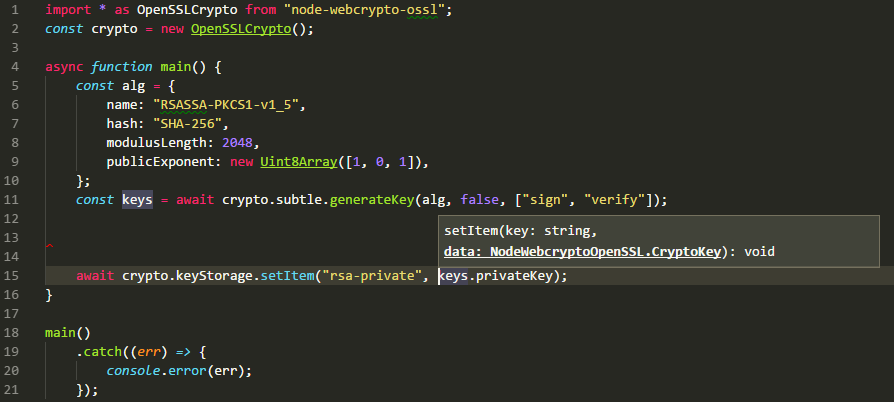 Exported types for use with Typescript · Issue #113 · PeculiarVentures/node-webcrypto-ossl · GitHub