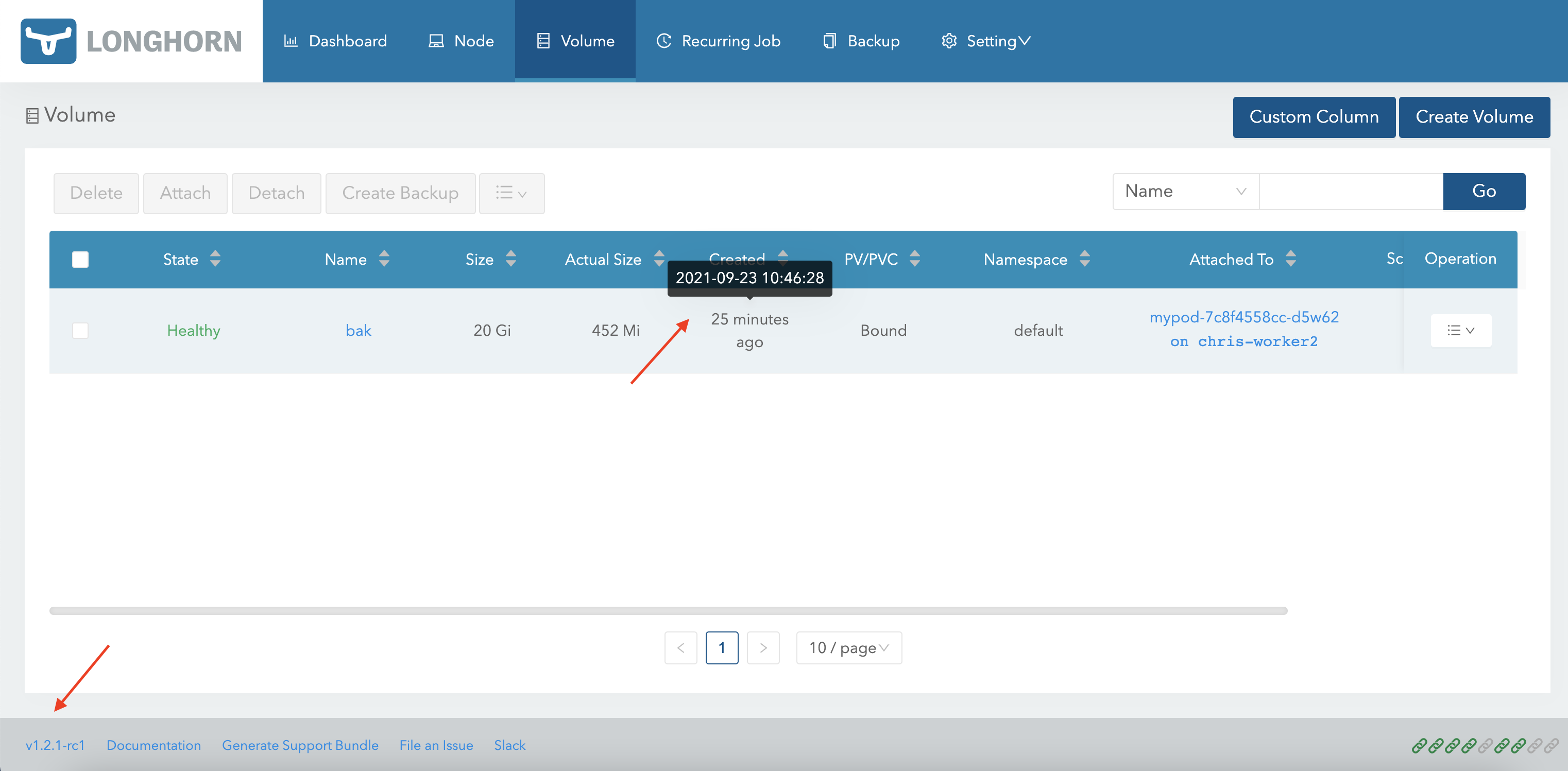 [BUG] Tool tip on Snapshots and Backups List on UI are displayed inconsistently · Issue #2994 ...