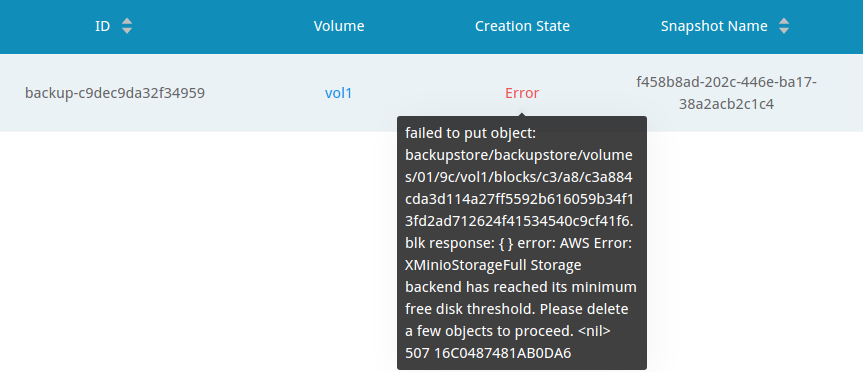 [BACKPORT][BUG] Error message is not seen on the UI when the backup to minio fails · Issue #3328 ...