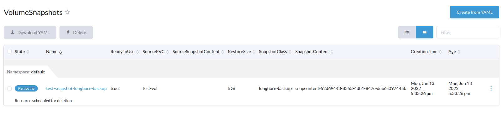 [BUG] Can't delete volumesnapshot if backup removed first · Issue #4107 · longhorn/longhorn · GitHub