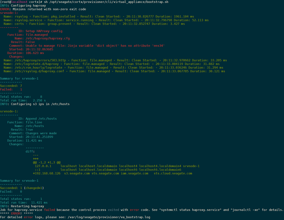 Bootstrap script in Virtual Appliance v1.0.3 not working out of the box · Issue #1078 · Seagate ...