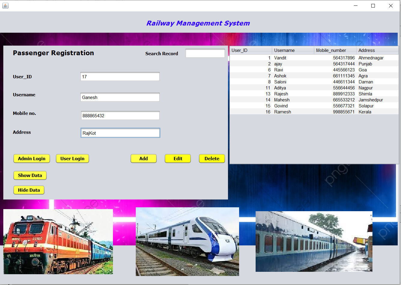 GitHub - vandittalwadia/Railway_Management_System: The aim of this project is to design and ...