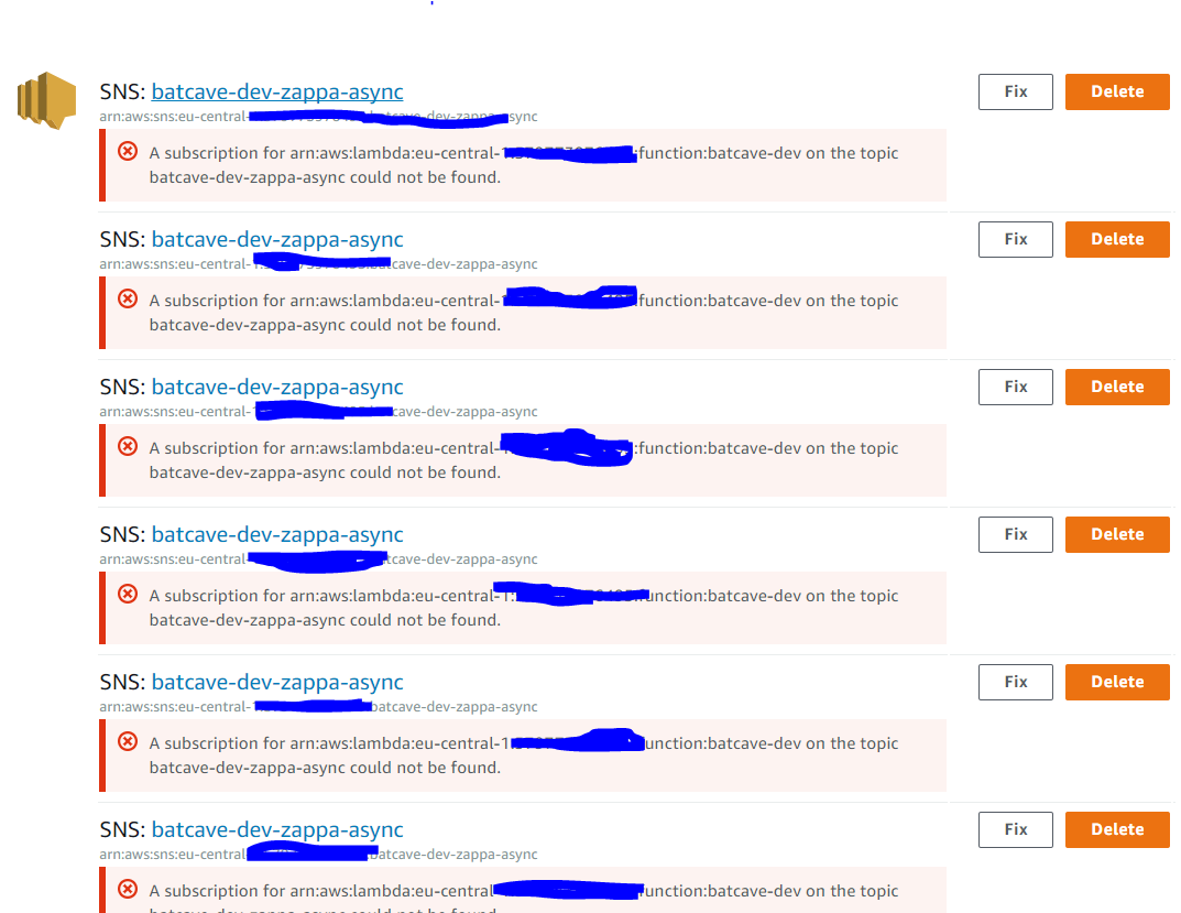 [Migrated] New SNS topic subscriptions at every "zappa update" · Issue #411 · zappa/Zappa · GitHub