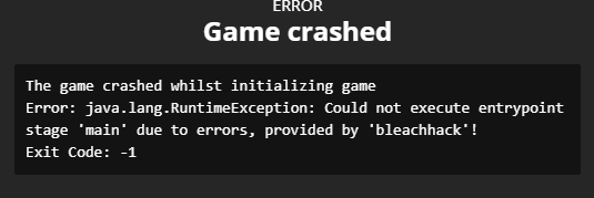 [Crash Bug] mc crash, cause bleachhack · Issue #262 · BleachDev/BleachHack · GitHub