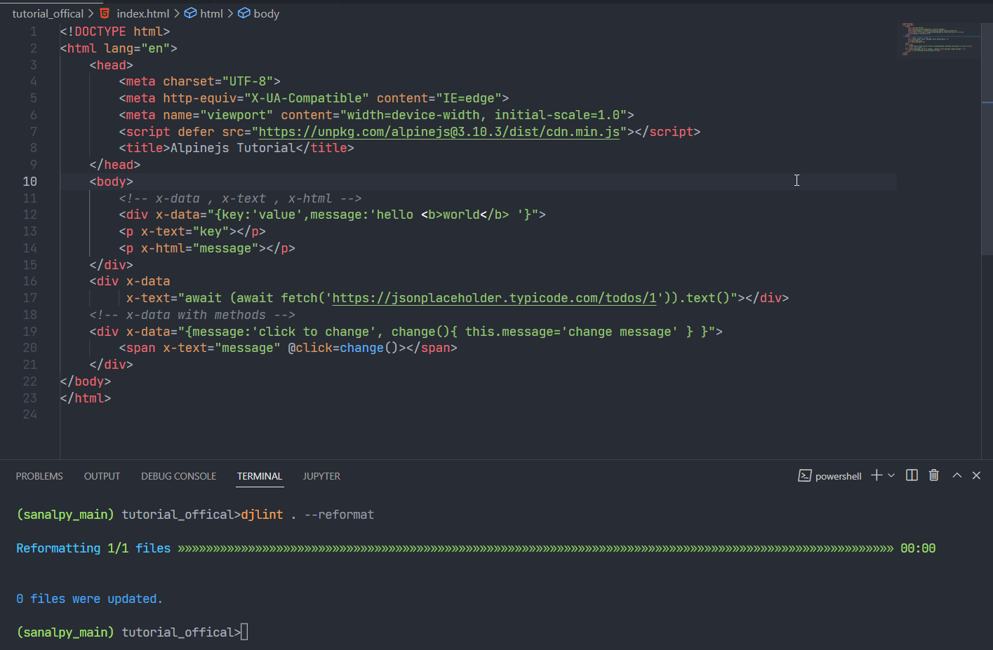 Bug Formatter Alpine Js · Issue 381 · Djlintdjlint · Github 