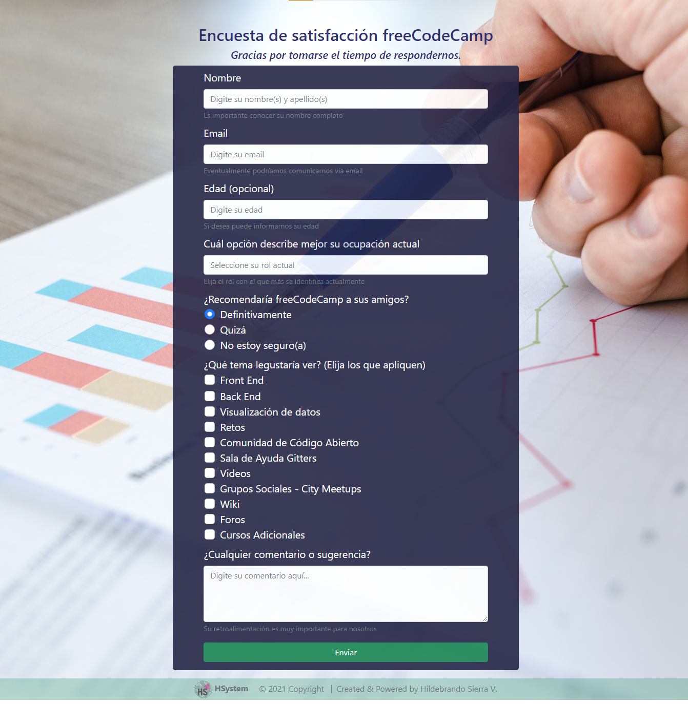 GitHub - hildebrandosv/r08-survey-form: Reto Free Code Camp #2: Survey Form