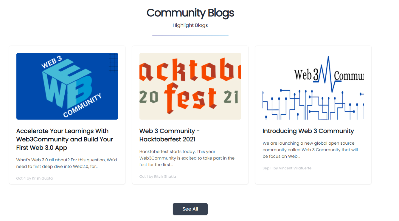 [FEATURE] Replace homepage 'Community Blogs' section by the Blog's page one · Issue #102 ...