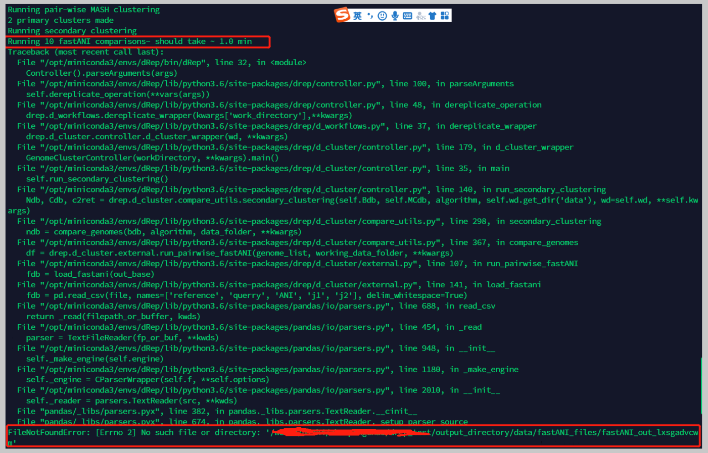 Fastani Filenotfounderror [errno 2] No Such File Or Directory Output Directory Data Fastani