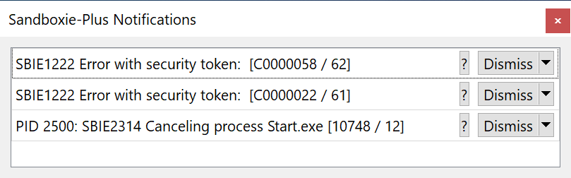 Sandboxie does not start any program · Issue #326 · sandboxie-plus/Sandboxie · GitHub