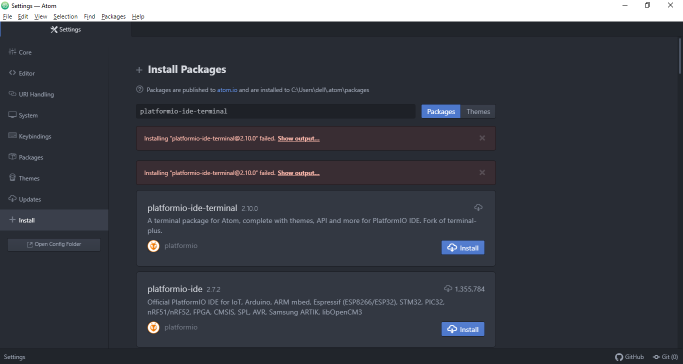 Not able to download the package "platformio-ide-terminal" · Issue #935 · platformio/platformio ...