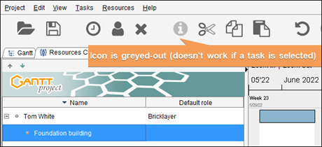 Make double-click on task and properties toolbar action working for tasks in the resource table ...