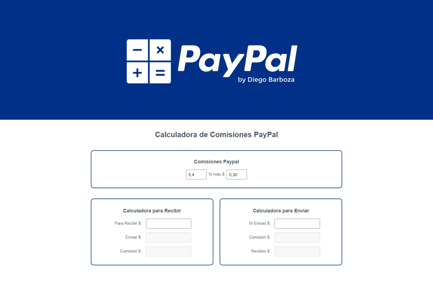 GitHub - barbozadiego/calculadora-paypal: Tool that allows you to know ...