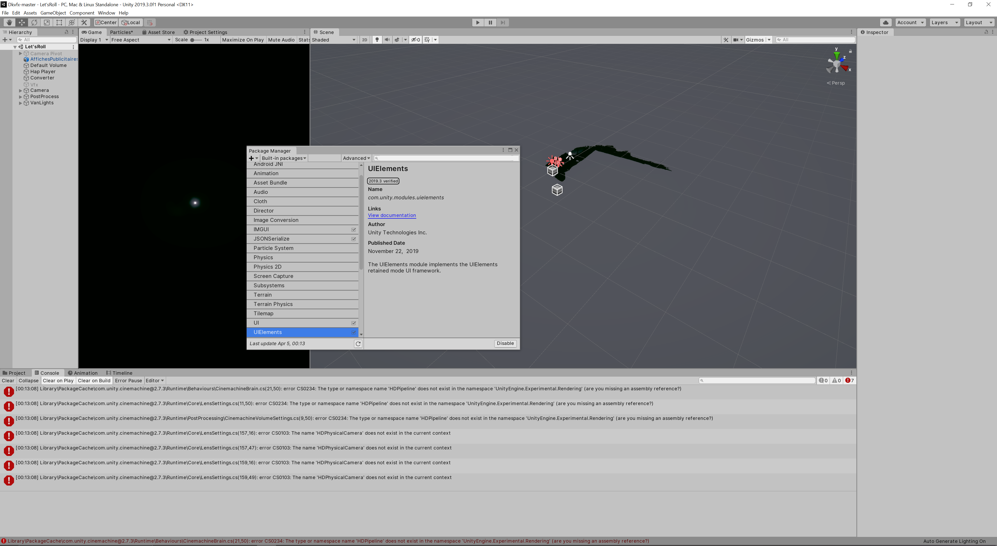 Error appears after installing CinemaMachine from package manager inside Dkvfx project. · Issue ...