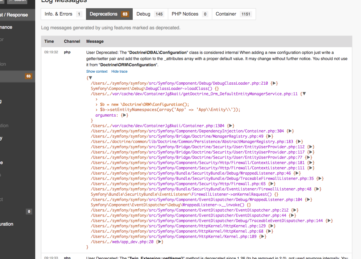 Deprecations Causing Big Performance Hit In Dev Profilerlistener · Issue 24625 · Symfony