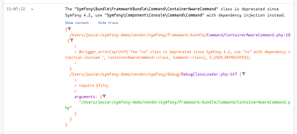 Improve The Deprecation Logs In The Profiler · Issue 28818 · Symfony Symfony · Github