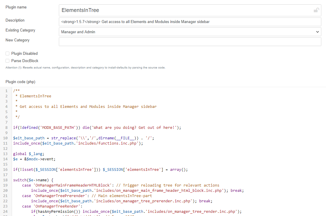 Add ElementsInTree plugin to the core · Issue #203 · evolution-cms/evolution · GitHub