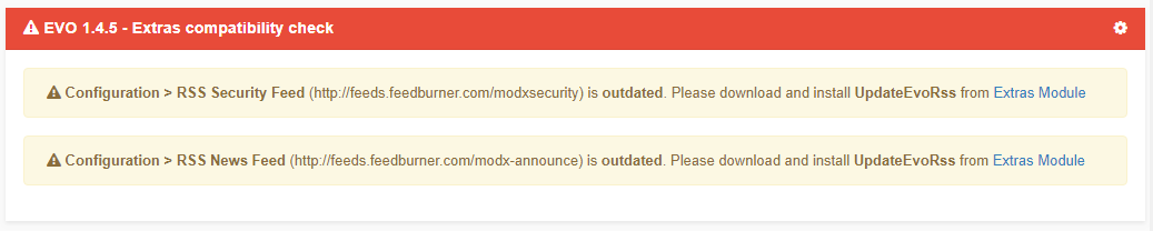 [enhancement] Outdated Extras Check · Issue #458 · evolution-cms/evolution · GitHub