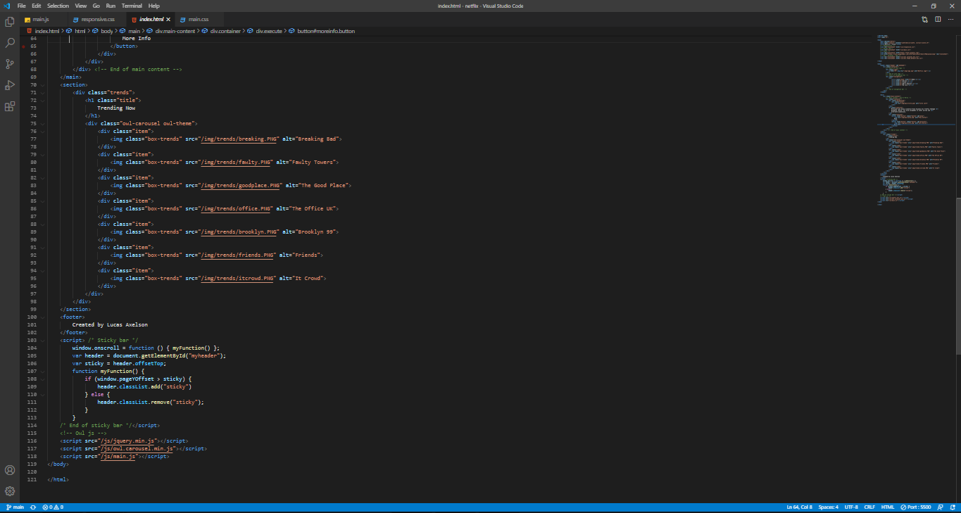 GitHub - LucasAxelson/netflix-clone: Clone of netflix, inspired on DIO ...