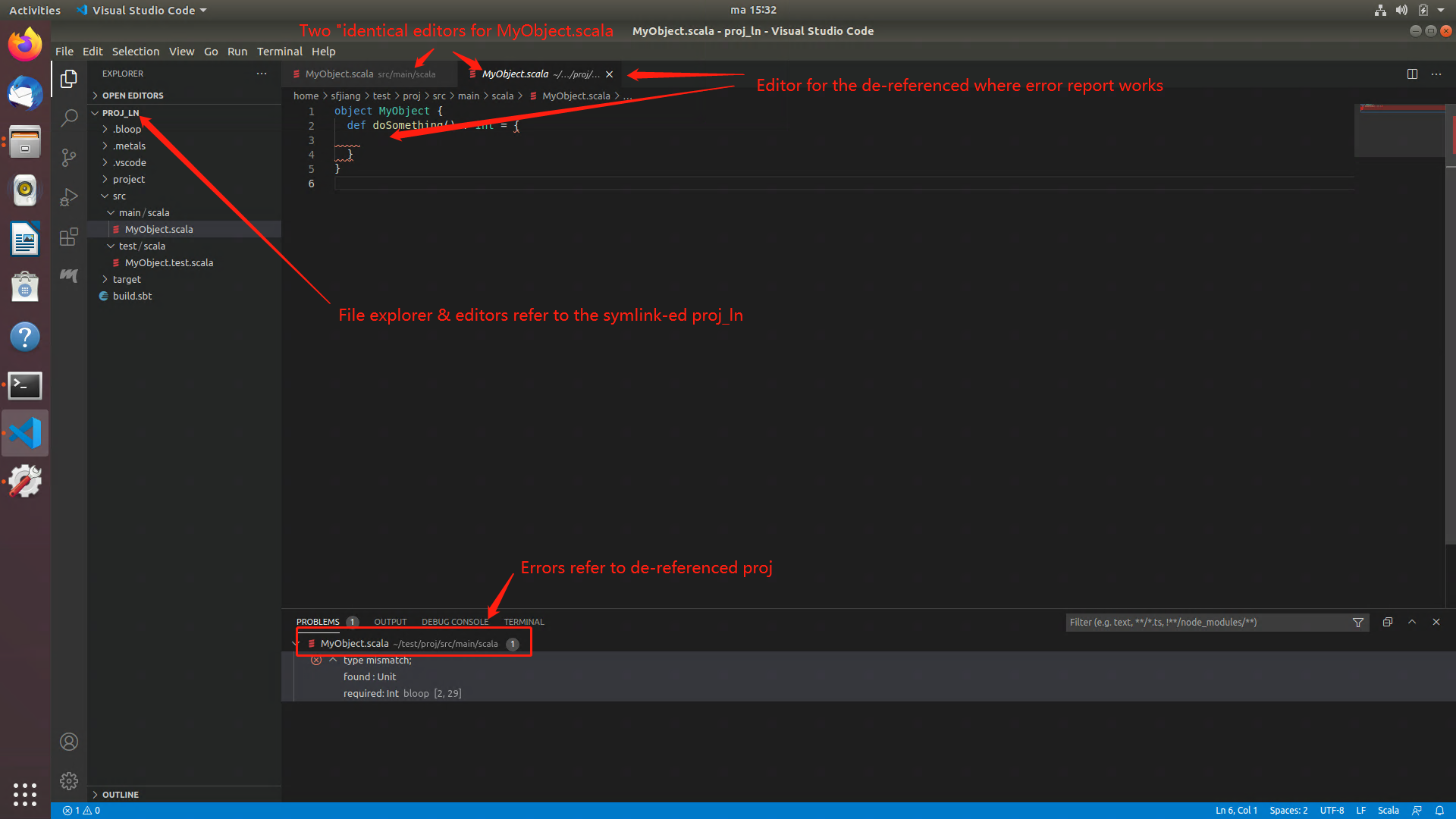 Compilation errors do not display in editors when project folder is symlink-ed (in Ubuntu ...