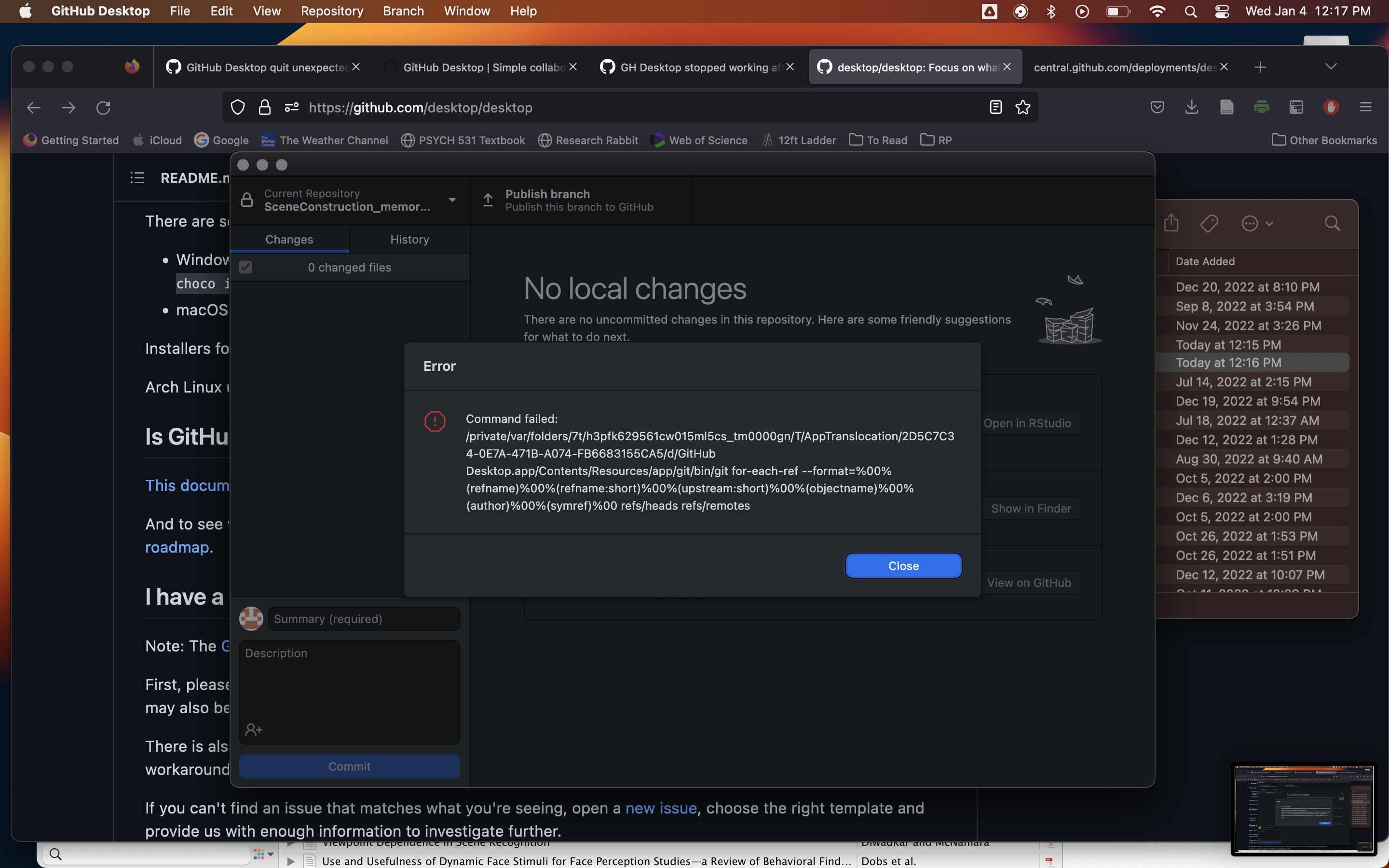 Command Failed error upon opening app · Issue #15865 · desktop/desktop · GitHub