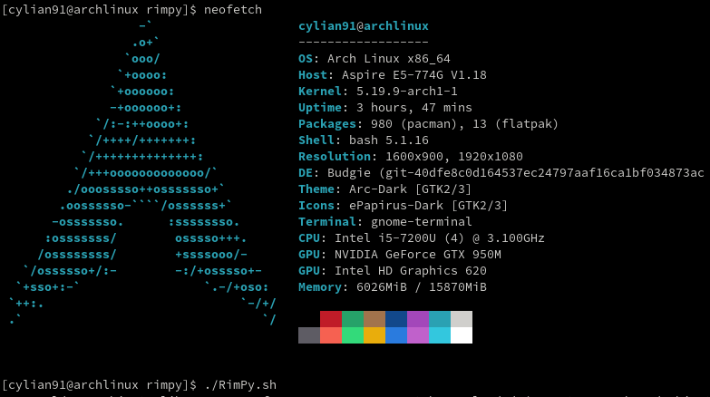 Rimpy Dont Work On Arch · Issue 92 · Rimpy Customrimpy · Github