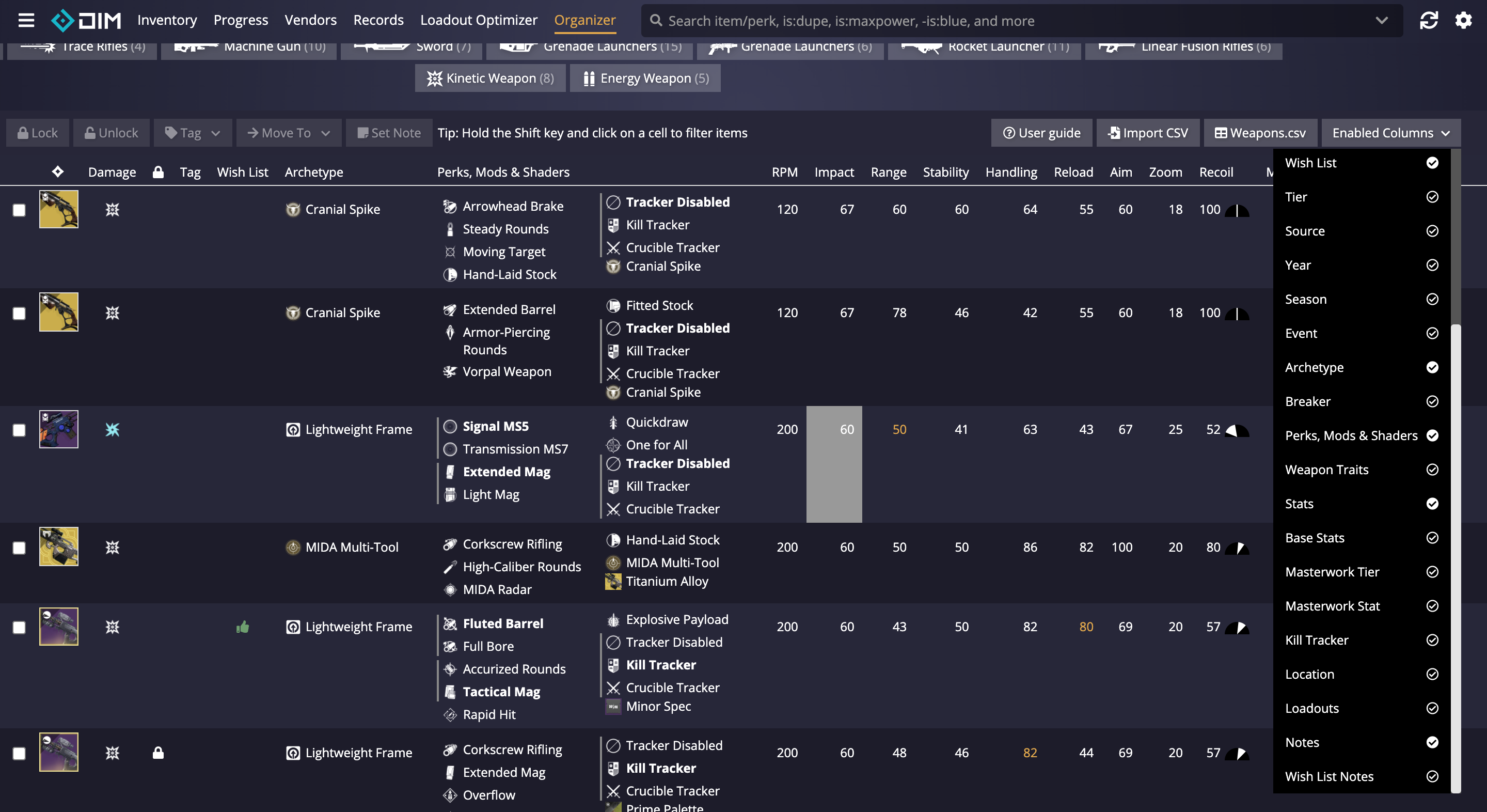 Various Organizer Display Improvements · Issue #6735 · DestinyItemManager/DIM · GitHub
